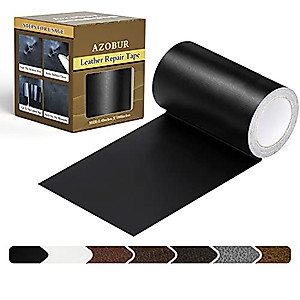 Azobur Leather Repair Tape Patch Leather Adhesive for Sofas, Car Seats, Handbags, Jackets,First Aid Patch 2.4" X15' (Black)