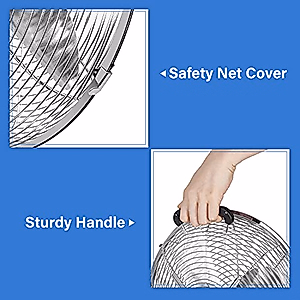 16 Inch Stand Fan, Adjustable Heights, Horizontal Ocillation 75°, 3 Settings Speeds, Low Noise, Quality Made Durable Fan, High Velocity, Heavy Duty Metal For Industrial, Commercial, Residential