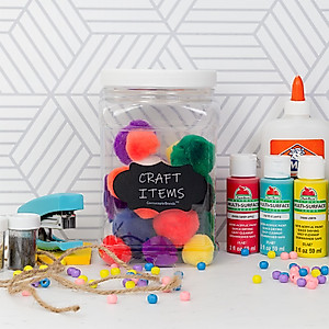 Cornucopia Brands 3-Pack Square 64 Oz 1/2 Gallon Plastic Canisters; 8-Cup Capacity Clear Jars w/ White Plastic Lids & Chalk Labels, BPA-Free Lightweight PET #1 Plastic