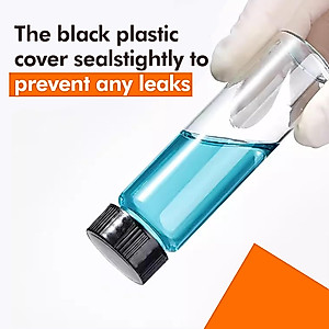 PEKYBIO Clear Glass Sample Vial, Liquid Sampling Sample Glass Bottle, 10ml(0.3OZ) Capacity, Sample Vial 22mm.I.D.* 52mm, 18-400 Thread Black Closed Top Screw Cap,PE Liner, Pack of 100