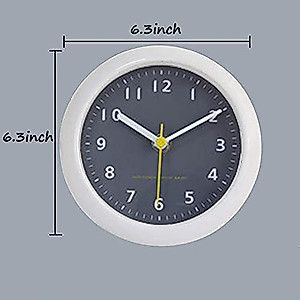 Bathroom Waterproof Wall Clock, Indoor Wall Clock with Suction Cup, Quartz Movement, Plastic Frame, Flexible Choice for Hanging Or Standing, Modern Silent Small Wall Clock for Living Room and Kitchen