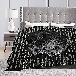 Bible Verse Blanket Christian Gifts (50x40inch)- Religious Throw Blanket Soft Lightweight Cozy Plush Warm Lion Blankets for Women Men