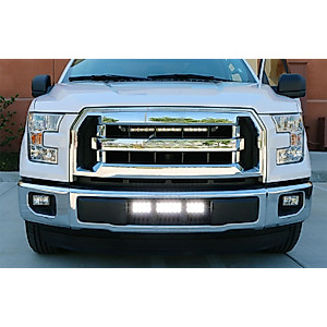 iJDMTOY Lower Grille Mount LED Light Bar Compatible with 2015-20 Ford F150 XLT Lariat Limited, Includes (1) 96W High Power LED Lightbar, Lower Bumper Opening Mount Brackets & On/Off Switch Wiring