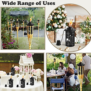 ZSZMFH 16oz Torch Canisters, 6 Pack Bamboo Torch Refillable Replacement Canister, Outdoor Citronella Fuel Torch Canister with Wicks and Covers,for Luau Party, DIY Garden Decor.