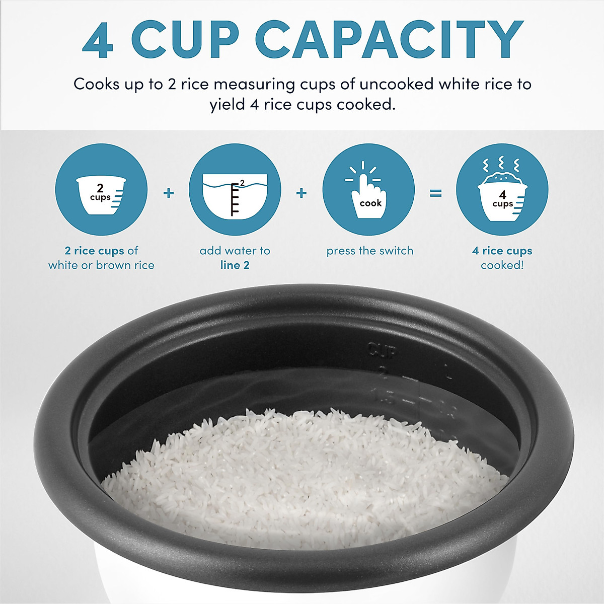 Aroma Housewares 4-Cups (Cooked) / 1Qt. Rice & Grain Cooker (ARC-302NG), White