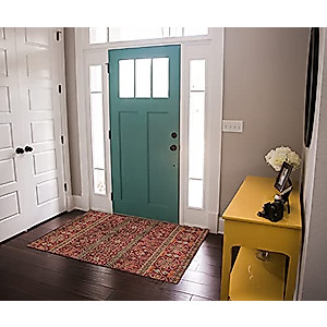 Linon Home Decor Products The Anywhere Washable Rug Yarit Garnet & Ivory 3' X 5' Accent Rug