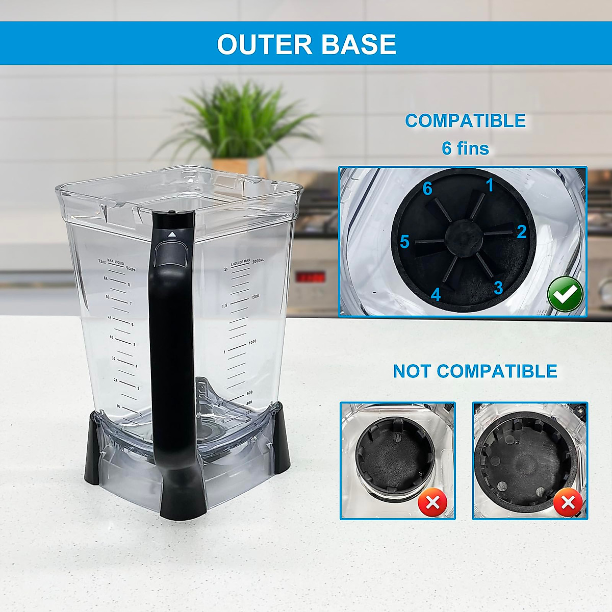 Blender Parts for Ninja 72 oz (9 Cups) XL Pitcher BL610 BL710