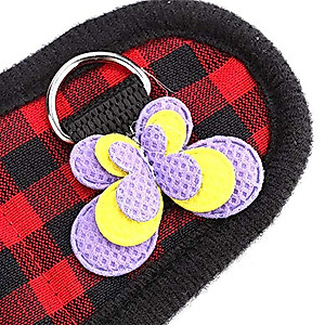 Sheens 2Pcs Chinchilla Harness and Training Rope Small Animal Outdoor Walking Vest for Rabbit Squirrel Bunny Ferret Guinea Pig Red Grid+Purple Hearts(S)