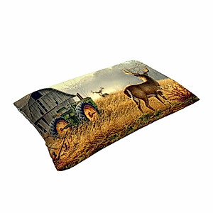 Mugod Throw Pillow Case Deer and Old Log House Tractor,Waist Lumbar Cushion Cover Sofa Home Decorative Rectangle Oblong 20x30 Inches