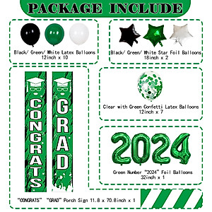 Graduation Decorations 2023 Green Black Graduation Party Supplies 2023 Congrats Grad Porch Sign Green Black 2023 Graduation Balloons Kit 2023 Graduation Party Decorations