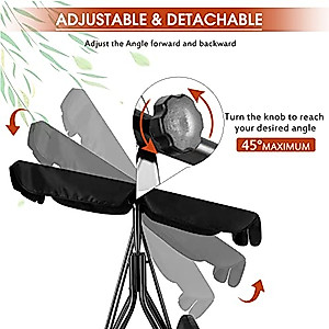 UPHYB Outdoor Patio Swing Chair, Porch Swing with Stand, Adjustable Canopy and Removable Cushions for Backyard, Garden, Poolside, Balcony