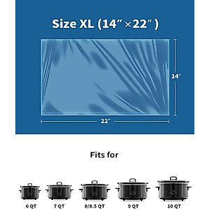KOOC Slow Cooker Liners 14"x22" 20 Count Extra Large Size Disposable Pot Liners Cooking Bags Fit 6 qt to 10 qt Pot BPA Free Fresh Locking Seal Design