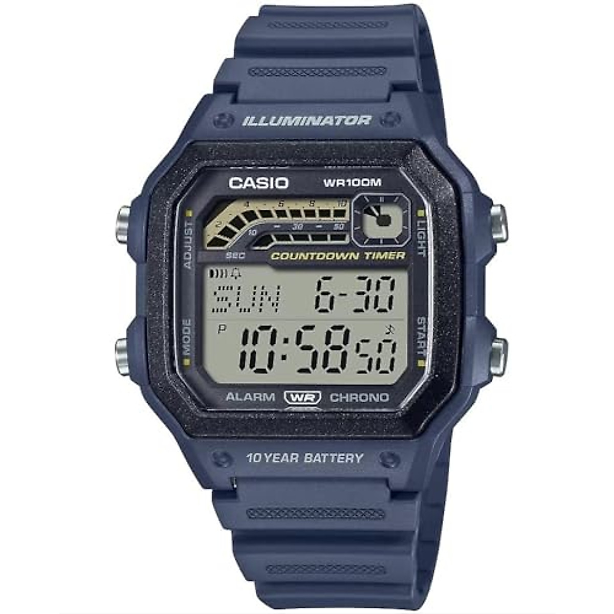 Casio Illuminator 10-Year Battery Alarm Chronograph Countdown Timer Men's Watch WS1600H-2AV
