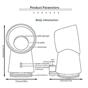 3 in 1 Bladeless Mini Desktop Fan with Cooling Humidifier and LED NightLight f