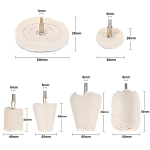 11 Pcs Buffing Wheel Set for Drill, Polishing Tool Kit, 1/4” Hex Shaft Cotton Grinding Head for Rotary Tools