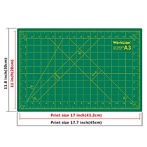WORKLION 12" x 18" Art Self Healing PVC Cutting Mat and 45mm Rotary Cutter Set: Ergonomic Rotary Cutter with Safety Lock and 2 Replacement Rotary Cutter Blades for Sewing Quilting Scrapbooking and Art