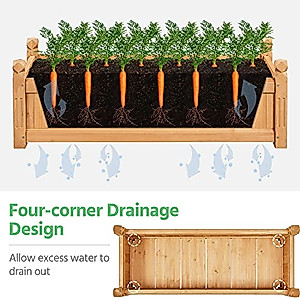 Yaheetech 43.5″ L × 16″ W × 14″ H Wooden Raised Garden Bed, Wood Rectangular Garden Planter Outdoor, Raised Planter Box for Patio/Yard/Greenhouse/Home Vegetable/Flower/Herbs, Natural Wood