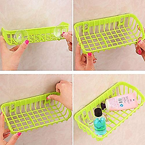 Gnc33Ouhen Double Suction Cup Sink Sponge Soap Toothbrush Cup Holder Kitchen Bathroom Drain Storage Rack Pink