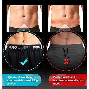 ACESHIP 2 Pack Workout Running Shorts Quick Dry Athletic Shorts 5" and 9" Lightweight Gym Shorts with Zipper Pockets Black