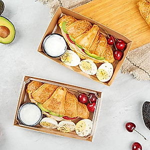 Restaurantware Matsuri Vision 8 x 5 x 1.5 Inch Medium Sushi Trays 100 Greaseproof Sushi Packaging Boxes - Lids Sold Separately Disposable Kraft Paper Sushi Containers For Entrees Or Desserts