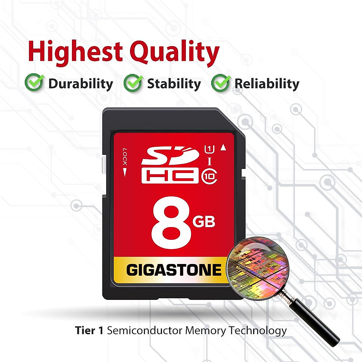 Gigastone 8GB SD Card UHS-I U1 Class 10 SDHC Memory Card Full HD Video Canon Nikon Sony Pentax Kodak Olympus Panasonic Digital Camera