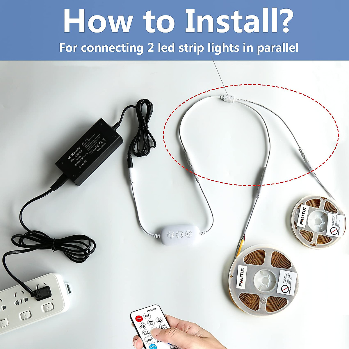 PAUTIX 2-Pack DC 1 Female to 2 Male 5.5mm X 2.1mm Splitter Cable DC Power Adapter for LED Strip Light CCTV Security Cameras(1 to 2)