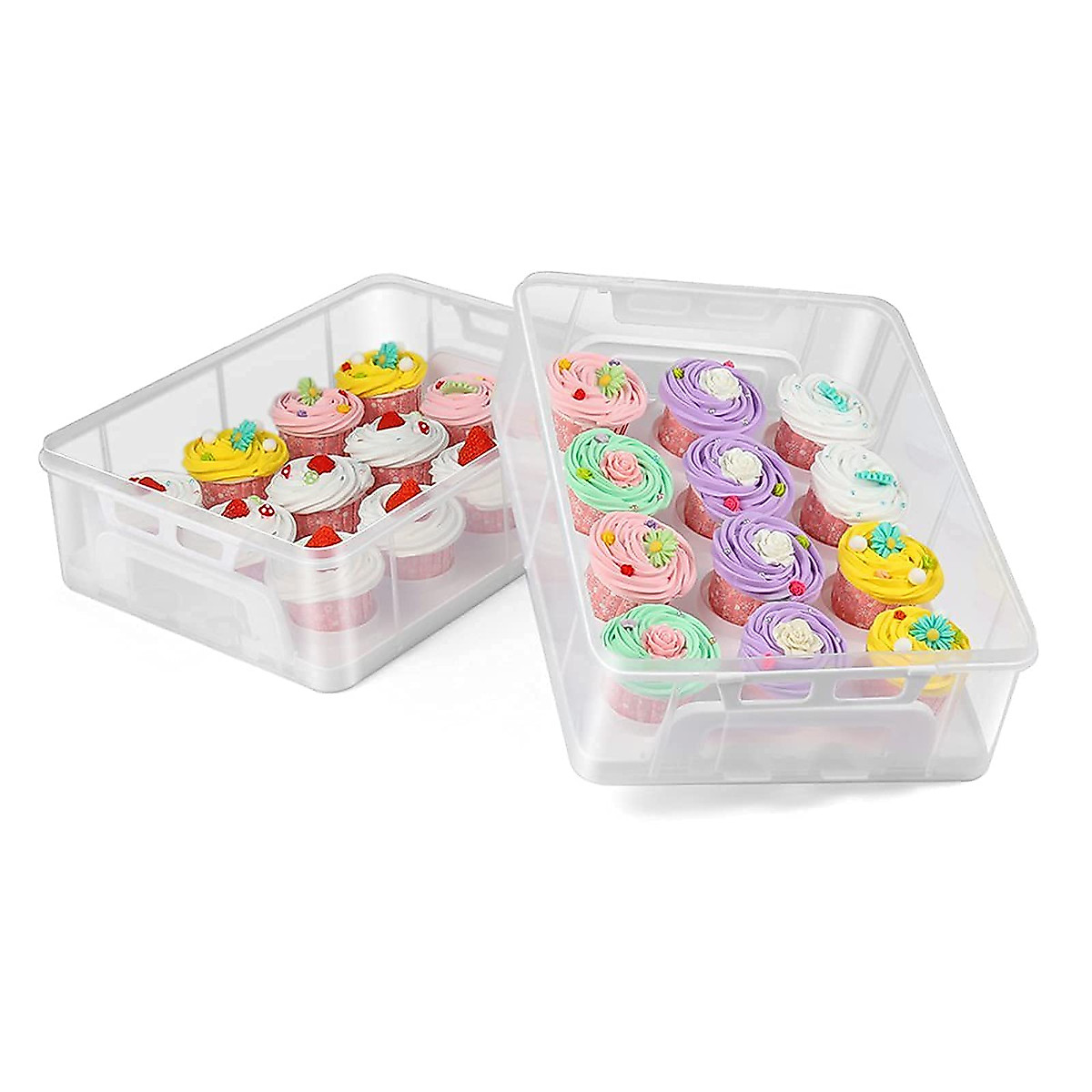 3 Tier Cupcake Carrier with Lid,Holds 36 Cupcakes or 3 Large Cakes Food Transporter Container with 3 Tier Stackable Layer Insert