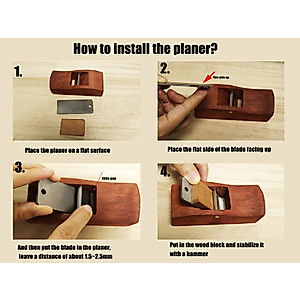 Atoplee Wood Hand Planes, Mini and Portable Woodworking Edge Trimming Plane for Edge Rounding Corner Rounding, with 1 Planer Blade and 1 Wood Fixer