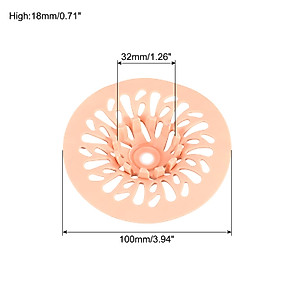 uxcell Hair Catcher, 3.94inch Silicone Hair Stopper Shower Drain Covers Drain Protector for Bathroom Kitchen Balcony, Orange 6Pcs