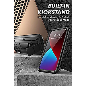 SupCase Unicorn Beetle Pro Series Case for iPhone 12 /12 Pro (2020 Release) 6.1 Inch, Built-in Screen Protector Full-Body Rugged Holster Case (Black)
