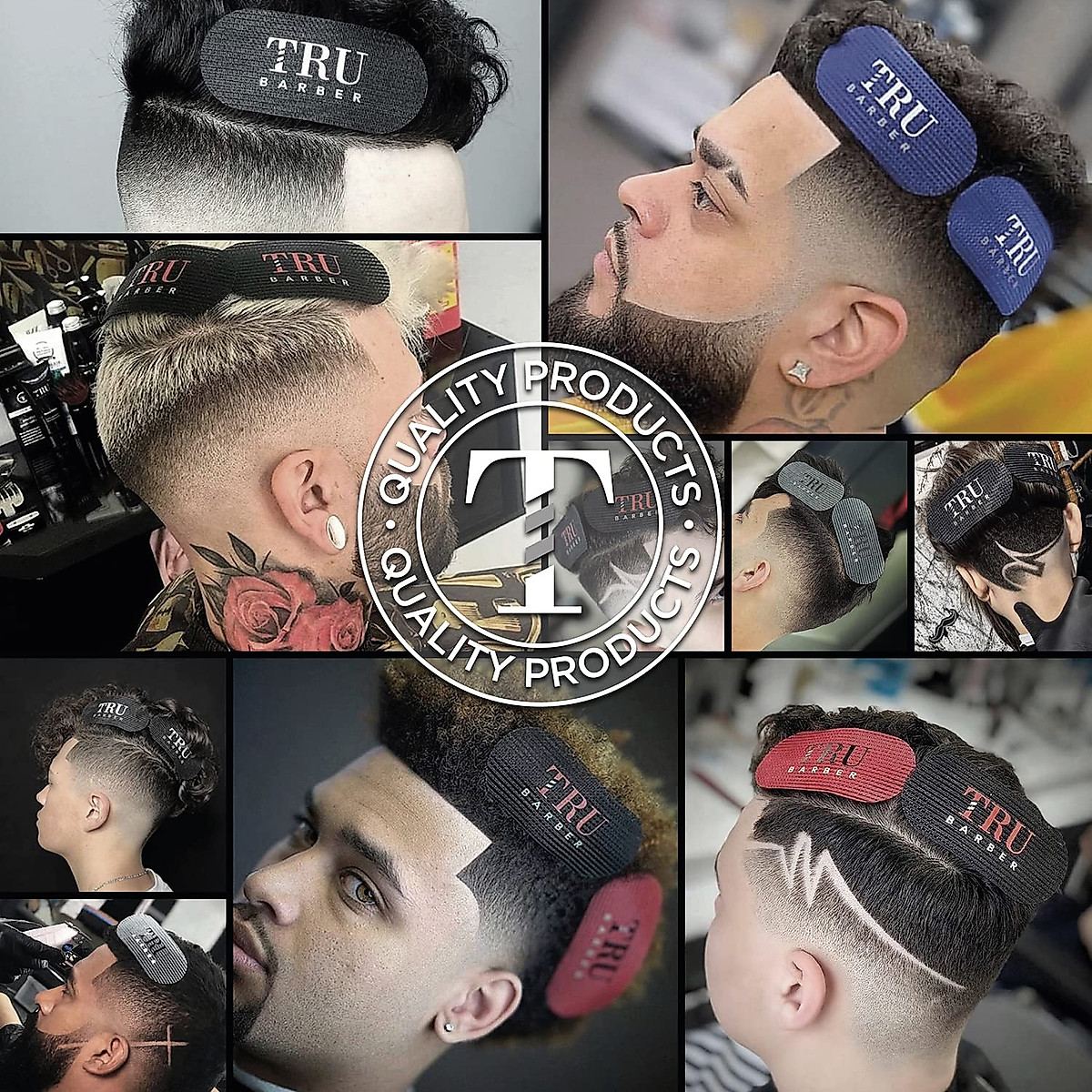 TRU BARBER HAIR GRIPPERS ® 2 COLORS BUNDLE PACK 4 PCS for Men and Women - Salon and Barber, Hair Clips for Styling, Hair holder Grips (Red/Black)