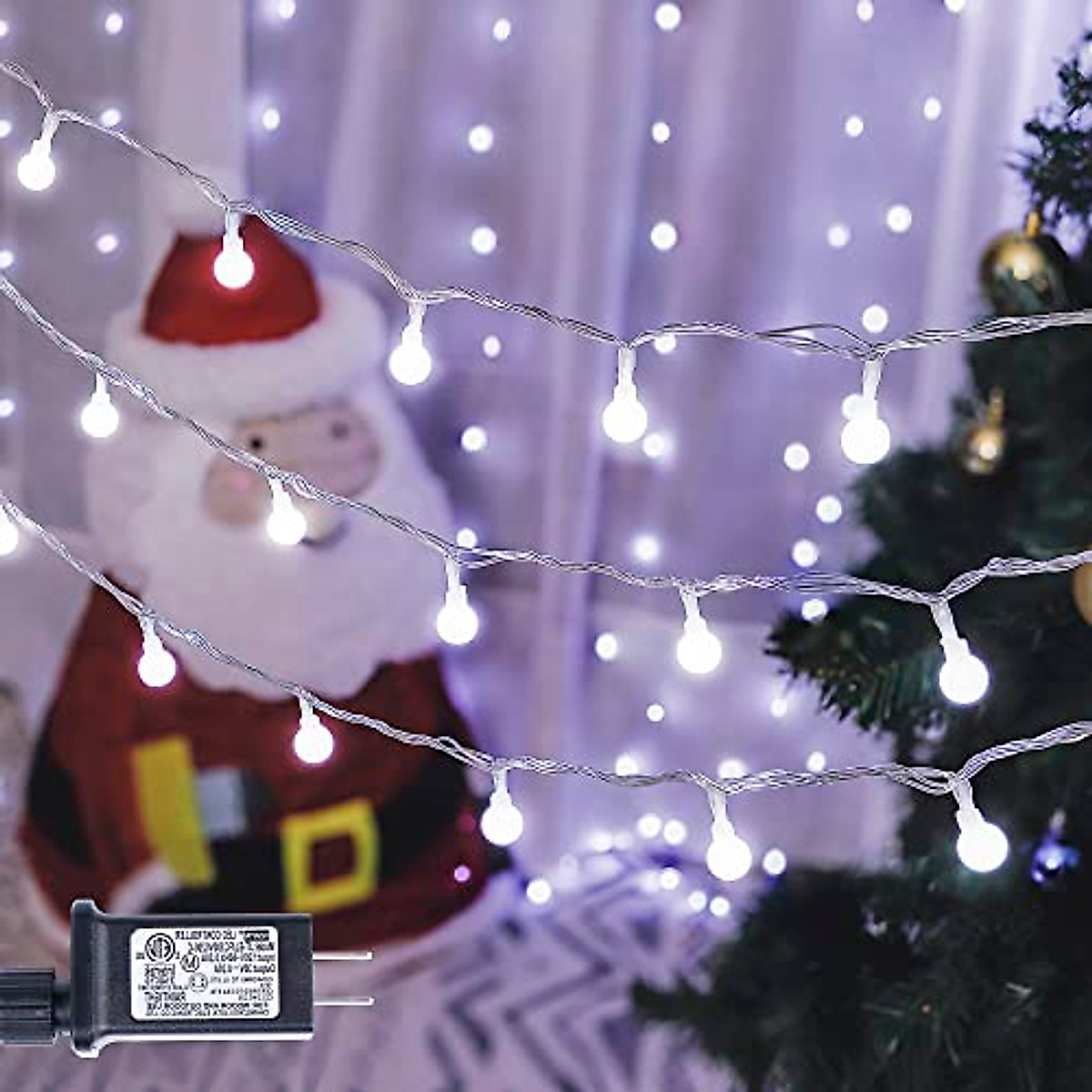 HEYFUNi Globe String Lights 39 Feet 100 led, 8 Modes Fairy String Lights Plug in,Indoor String Lights for Bedroom,Classroom,Outdoor String Lights for Patio,Garden,Party,Wedding-White