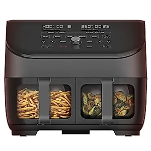 Instant Vortex Plus XL 8-quart Dual Basket Air Fryer Oven, From the Makers of Instant Pot, 2 Independent Frying Baskets, ClearCook Windows, Dishwasher-Safe Baskets, App with over 100 Recipes