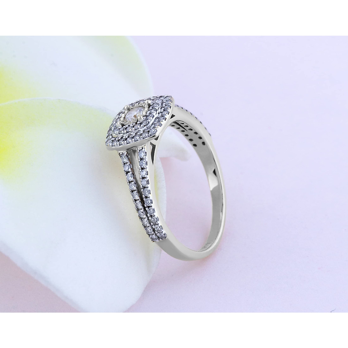 Dazzlingrock Collection 0.60 Carat (ctw) 10K Round Diamond Ladies Split Shank Bridal Engagement Ring, White Gold, Size 6