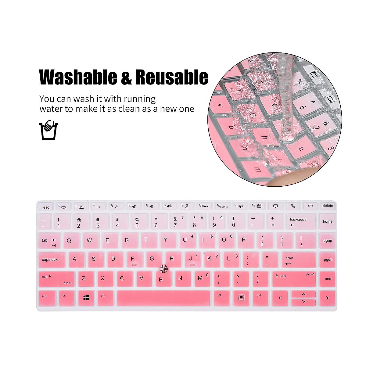 HP Elitebook Keyboard Cover Skins Compatible 14" HP Elitebook 840 G5nr / HP 14" Elitebook 745 G5 / 14" HP Zbook 14U G5 wm,14in HP Laptop Cover (Ombre Hot Pink)