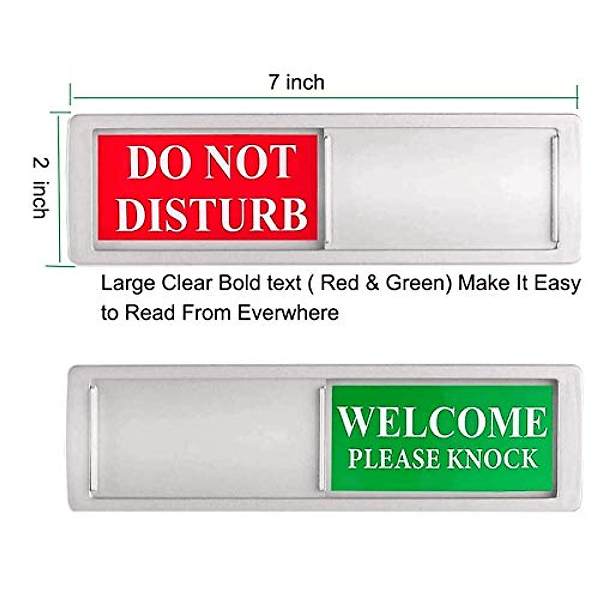 Privacy Sign - Do Not Disturb / Welcome Sign for Home Office Restroom Conference Hotel Hospital, Non-Scratch Magnetic Slider Door Indicator Sign Tells Whether Room Vacant or Occupied (Silver)