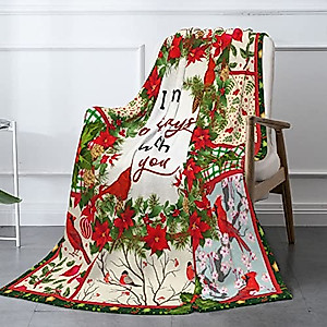 UHANKRU Cardinal Throw Blanket, Cardinal Gifts for Women, Red Cardinal Bird Blankets and Throws, Cardinal Christmas Blanket 60"x50"