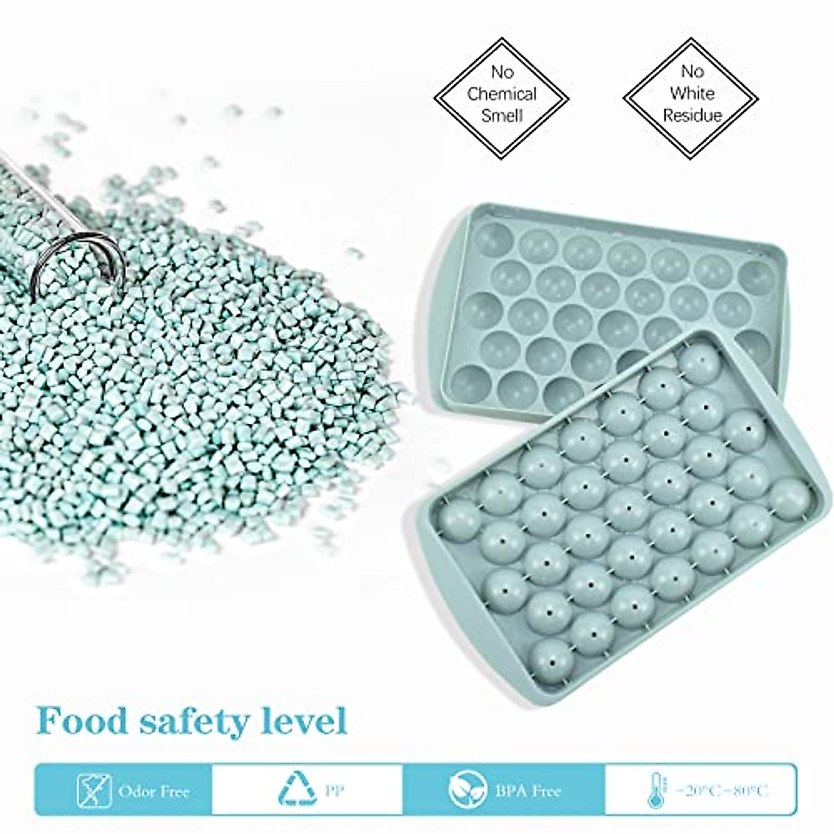 Voraiya®Ice Cube Trays, Round Ice Cube Tray with Lid & Bin, Ice Ball Maker Mold for Freezer, Mini Circle Ice Cube Tray, 66PCSx1.1in Ice Sphere Mold for Cocktail,Whiskey,Coffee,2 Trays