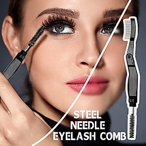 7PCS Eyelash Mascara Tool, Eyelash Separator Mascara Applicator, Folding Eyelash Comb Eyebrow Brush for Women Girl Making Up Supplies (Black, Pink, Blue)