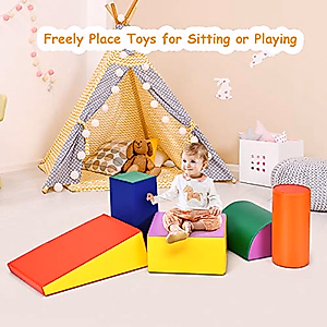 GLACER Crawl and Climb Foam Play Set, 5 Piece Lightweight Colorful Fun Activity Play Set for Climbing, Crawling and Sliding, Safe Foam Playset for Toddlers, Preschoolers, Baby and Kids (Multicolor)
