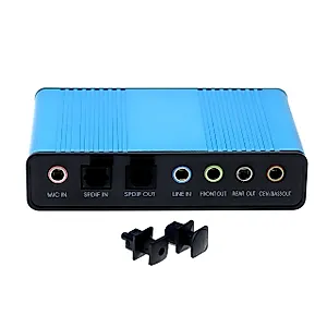 Optimal Shop USB 2.0 External Sound Card 6 Channel 5.1 Surround Adapter Audio S/PDIF for PC -Blue
