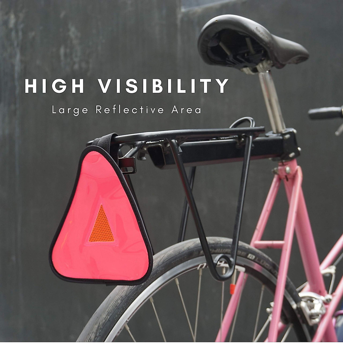 Vincita Reflective Yield Symbol with Hook & Loop Strap - High Visibility for Safety at Night - Safety Reflector for Bike Rack, Stroller, Backpack, Car Rack - Reflective Accessories (Green/Orange)