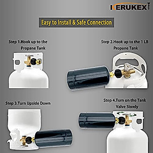 KERUKEXI Propane Refill Adapter for 1 lb Throwaway Disposable Cylinder and 20lb LP Gas Fuel Bottle Tank coupler fit QCC1 Type1 Solid Brass Regulator Valve Accessory BBQ kit connector RV recycle