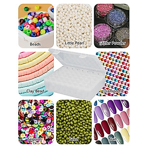 Embroidery Diamond Painting Storage Container, 49 PCS Mini Clear Beads Organizer Boxes and Portable Plastic Container Jars with Screw Lids for Diamond Art, Nail Accessories, and Seeds