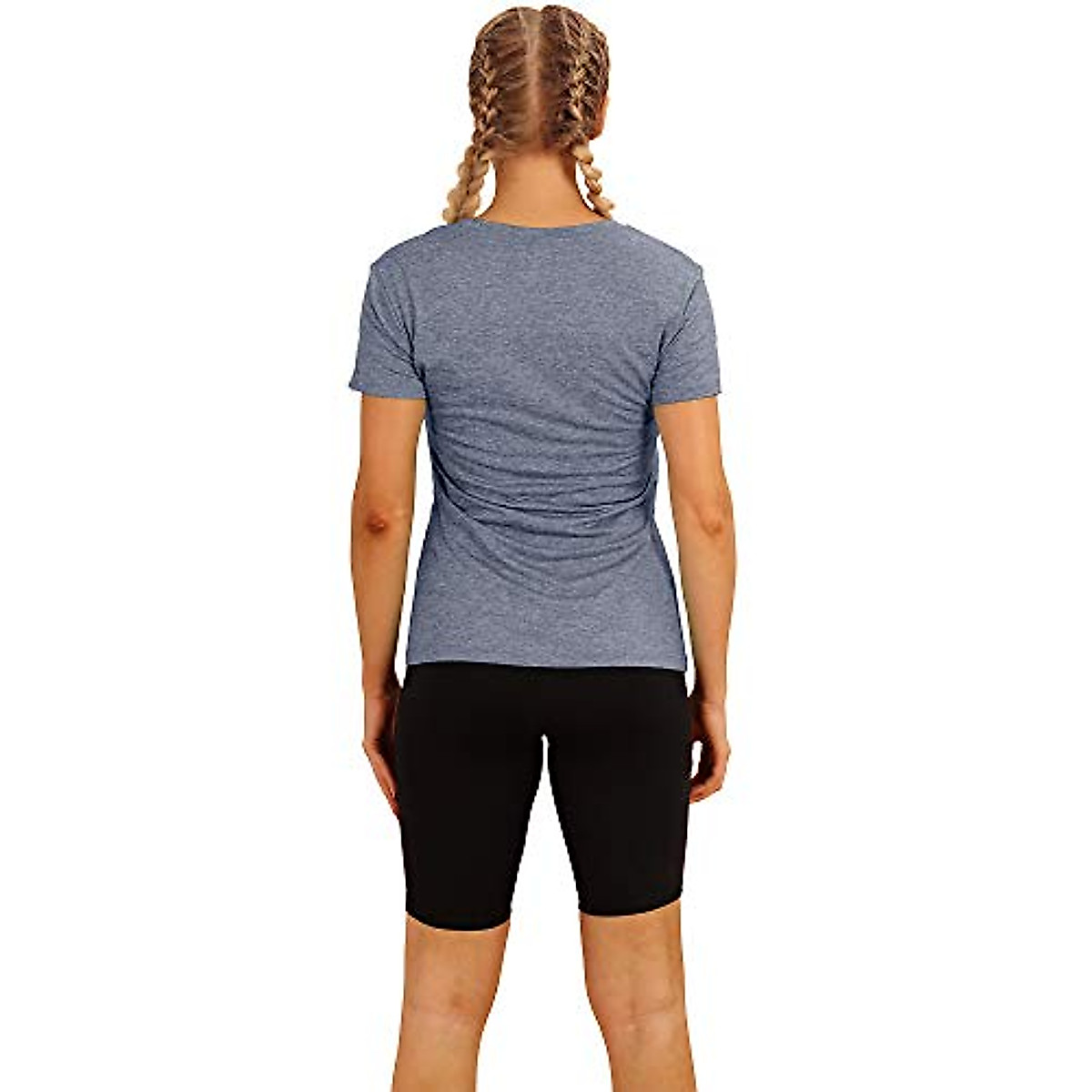 icyzone Workout Running Tshirts for Women - Fitness Athletic Yoga Tops Exercise Gym Shirts (Pack of 3) (L, Black/Navy/Rose Wine)
