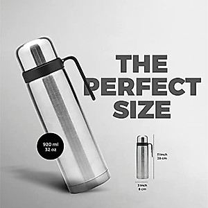 BALIBETOV thermos for mate - Vacuum Insulated With Double Stainless Steel Wall - BPA Free - A Thermo Specially Designed for Use With Mate Cup or Mate Gourd (Silver, 32 OZ)