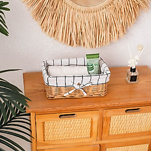 Wicker Storage Basket, Rectangular Storage Basket，Natural and Decorative, Arts and Crafts. (Natural)