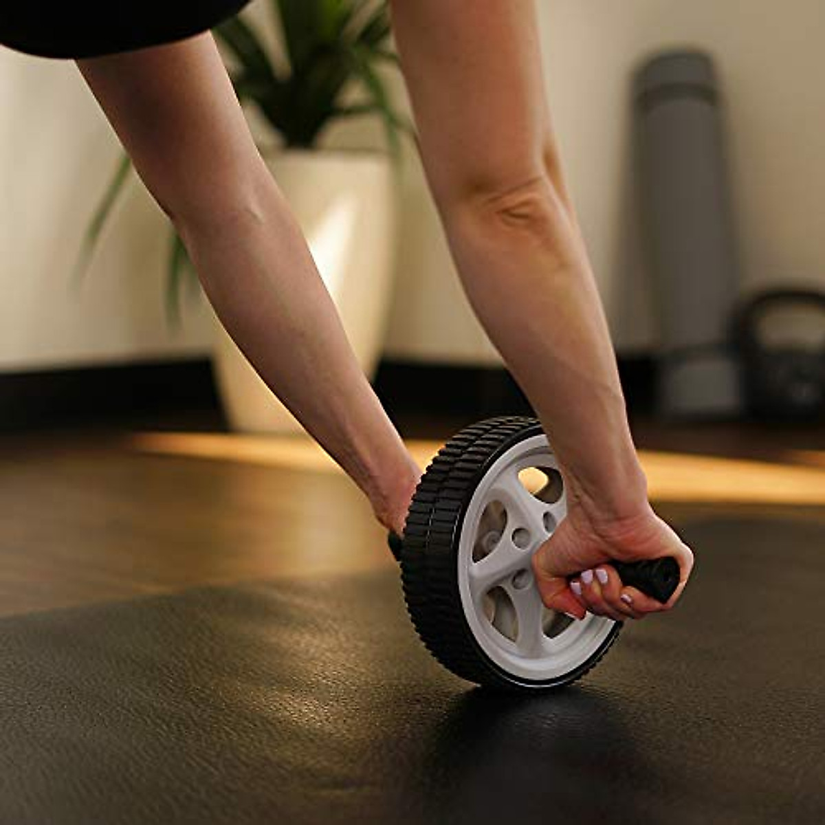 Sunny Health & Fitness Ab Roller Wheel for Abdominal Exercise Core Trainer Wheel Roller - NO. 003, Black