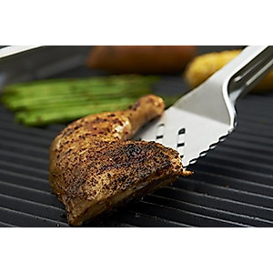GrillPro 40240 16-Inch Stainless Steel Tong/Turner Combination, Silver