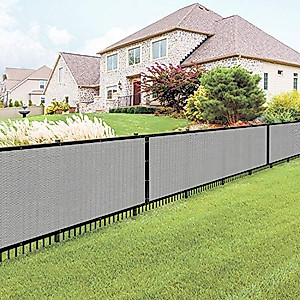 E&K Sunrise 6' x 20' Privacy Fence Screen with Grommets, Outdoor Windscreen Fence Covering Privacy Screen UV Blockage for Backyard Garden Patio, Zip Ties Included (Gray)